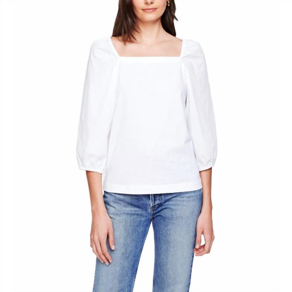 White + Warren | Tops | New White Warren Poplin Square Neck Top In ...